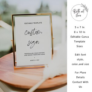 Custom Sign Template, Customizable Boho Wedding Signage, Editable ...