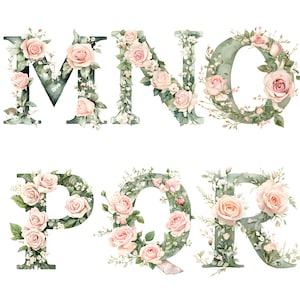 Floral Alphabet Clipart, Alphabet Clipart Bundle, Watercolor Floral ...