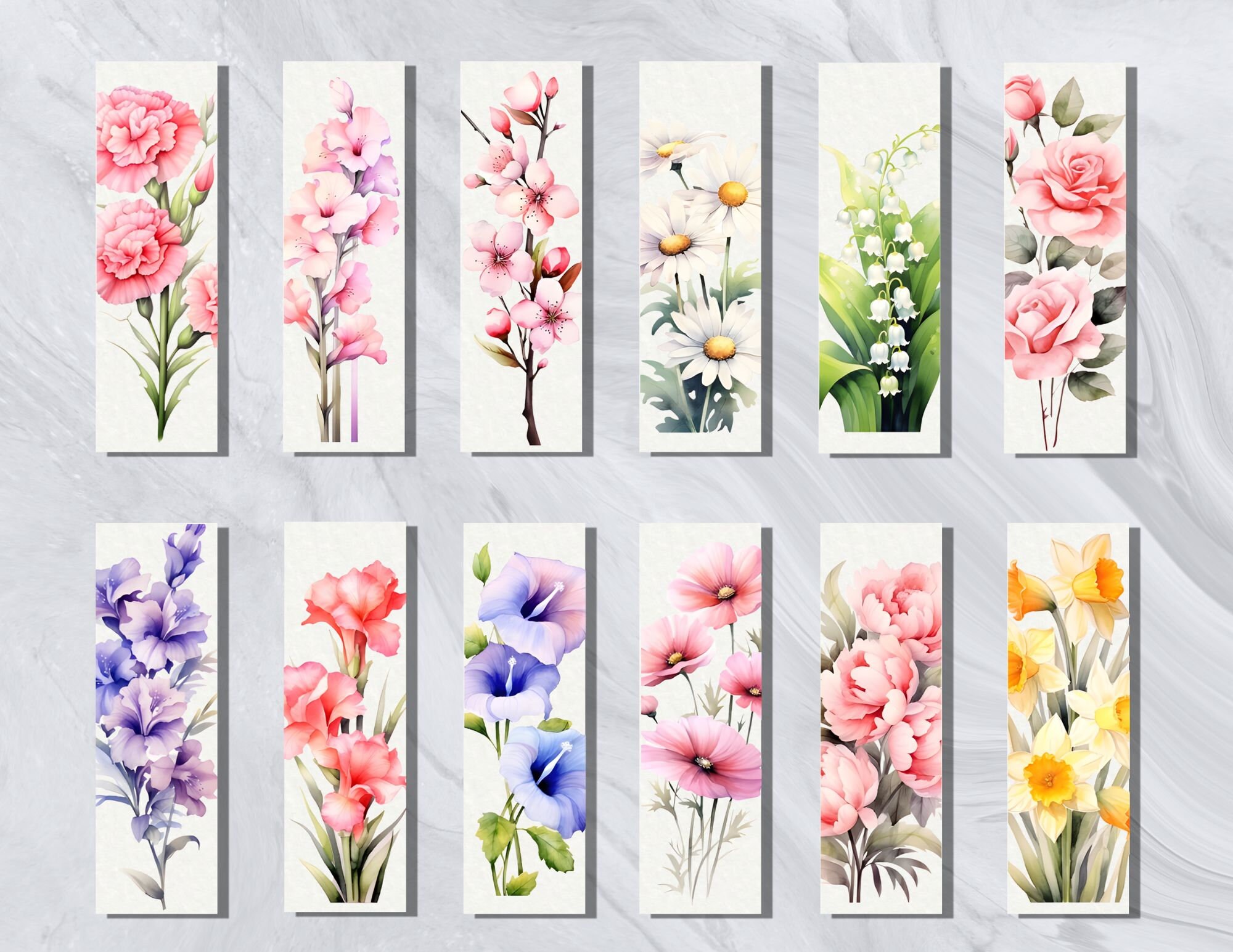 Birth Month Flower Bookmarks, Birth Flower Design, Birth Wildflower ...