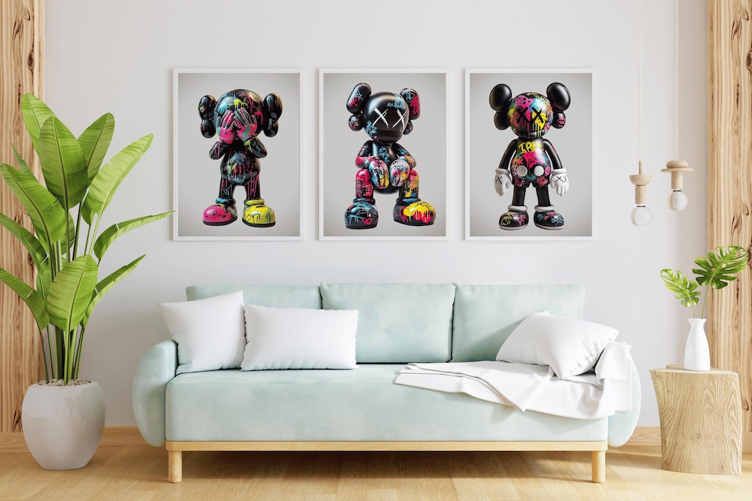 Kaws Poster, Set of 3 Hypebeast Prints, Hypebeast KAWS Room Decor ...