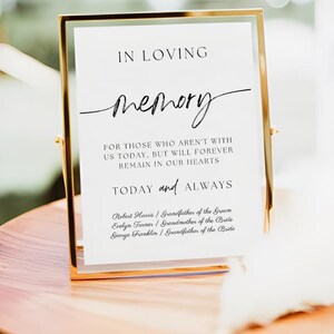 In Loving Memory Wedding Sign, Wedding Memorial Sign, Printable in ...