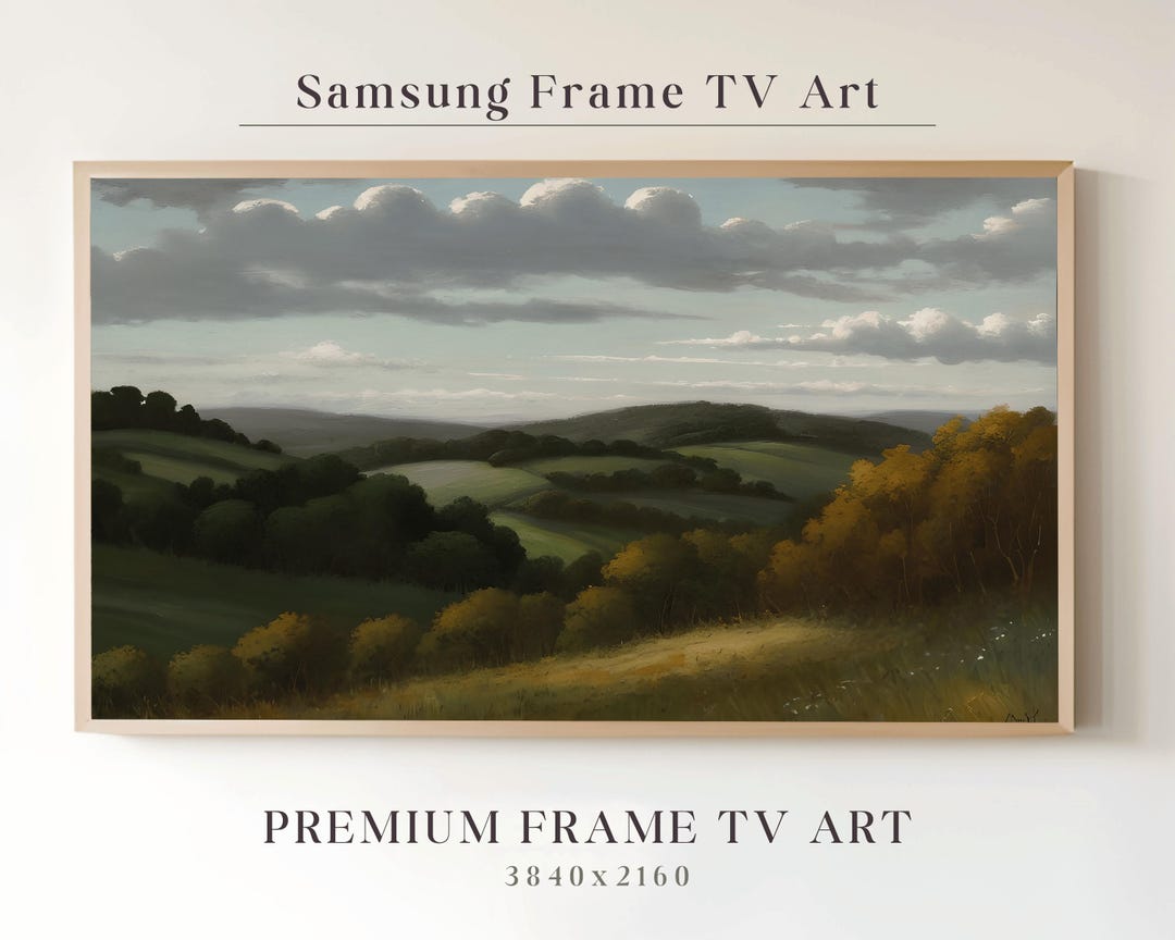 Landscape TV Frame Art, Vintage Moody Landscape, Mountain Landscape ...