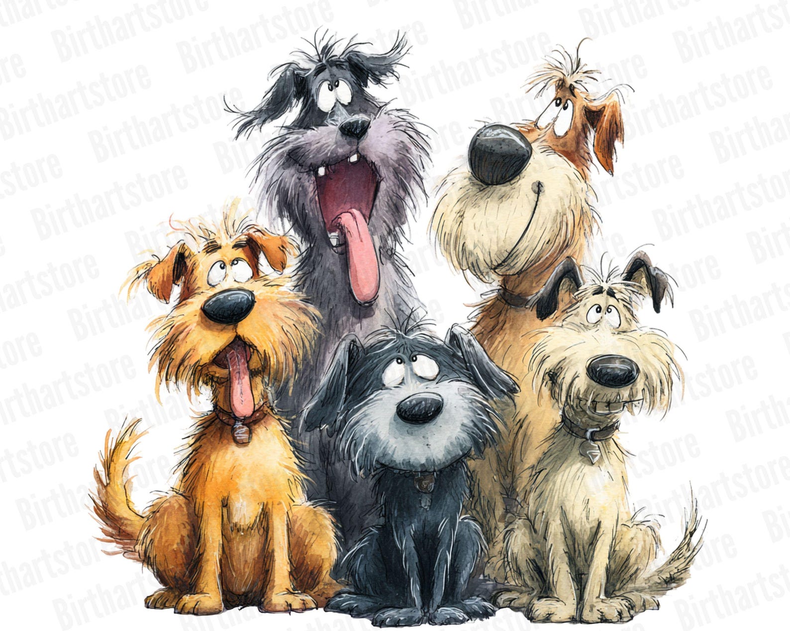 Quirky Dogs Clipart Whimsical Funny Pet Illustrations (digital Download ...