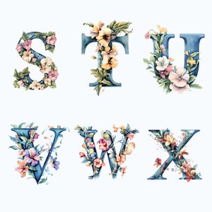 Floral Alphabet Png, Floral Letters Clipart, Alphabet Png, Vintage ...
