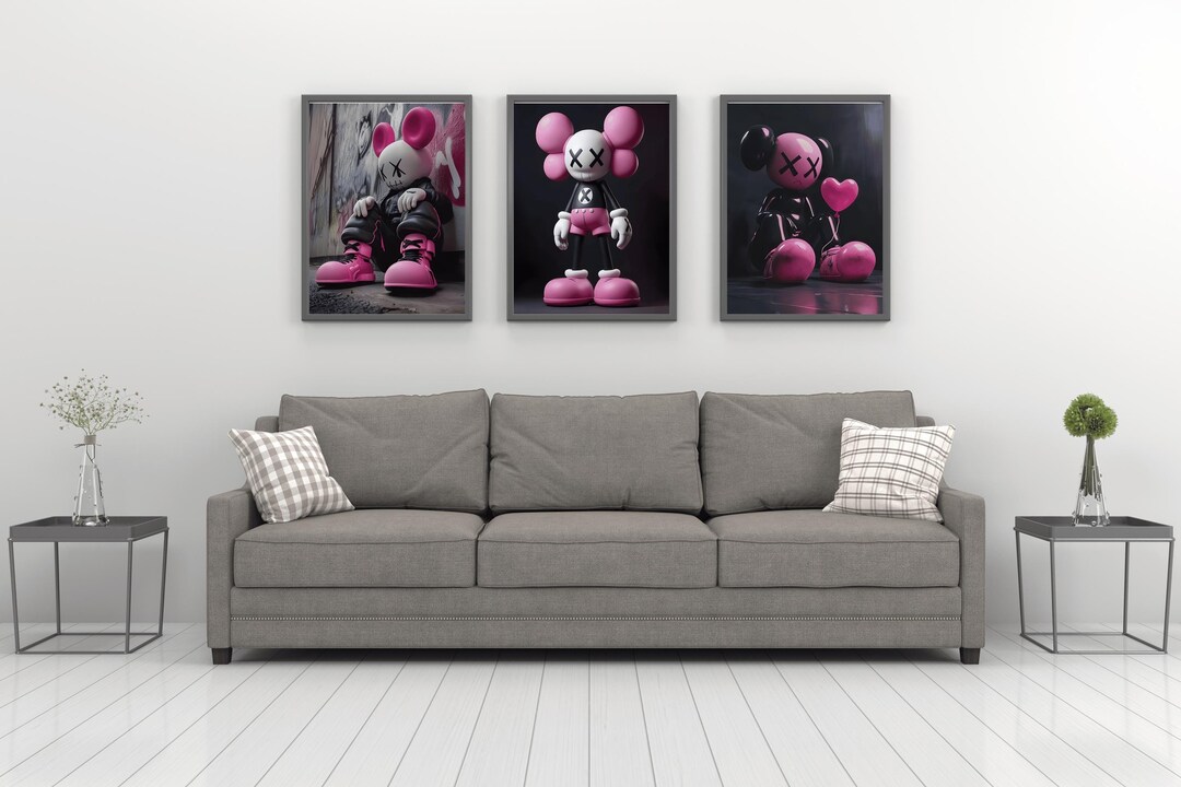 Kaws Poster, Set of 3 Hypebeast Prints, Hypebeast KAWS Room Decor ...