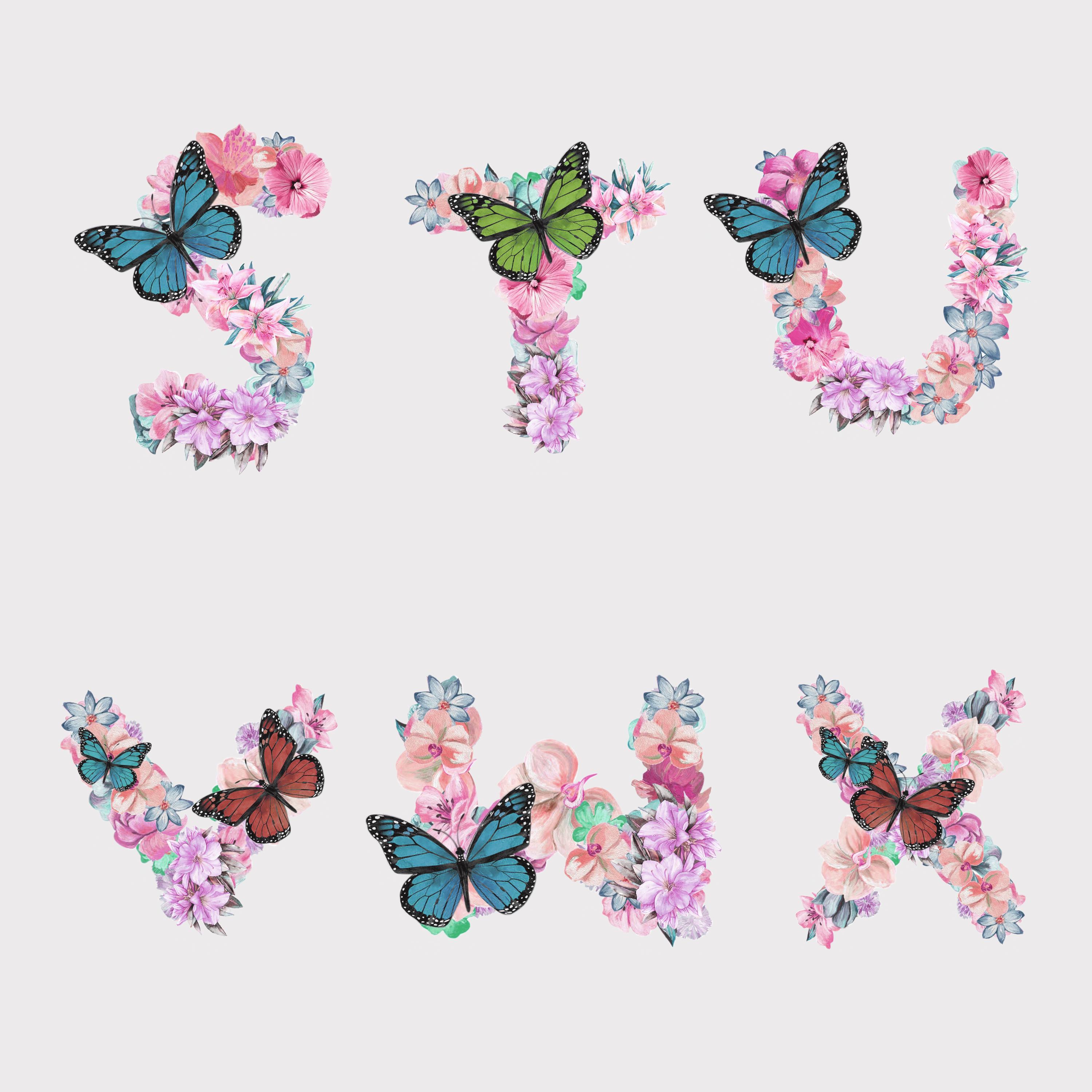 Floral Alphabet Clipart, Pink Alphabet Clipart, Watercolor Floral ...