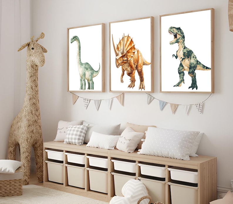 Dinosaur Nursery Prints, Printable Dinosaur Art for Kids, Kids Room ...