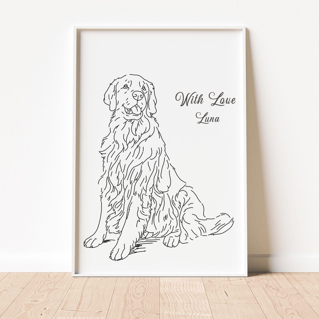 Pet Outline Drawing, Personalized Pet Line Art, Custom Pet Illustration ...