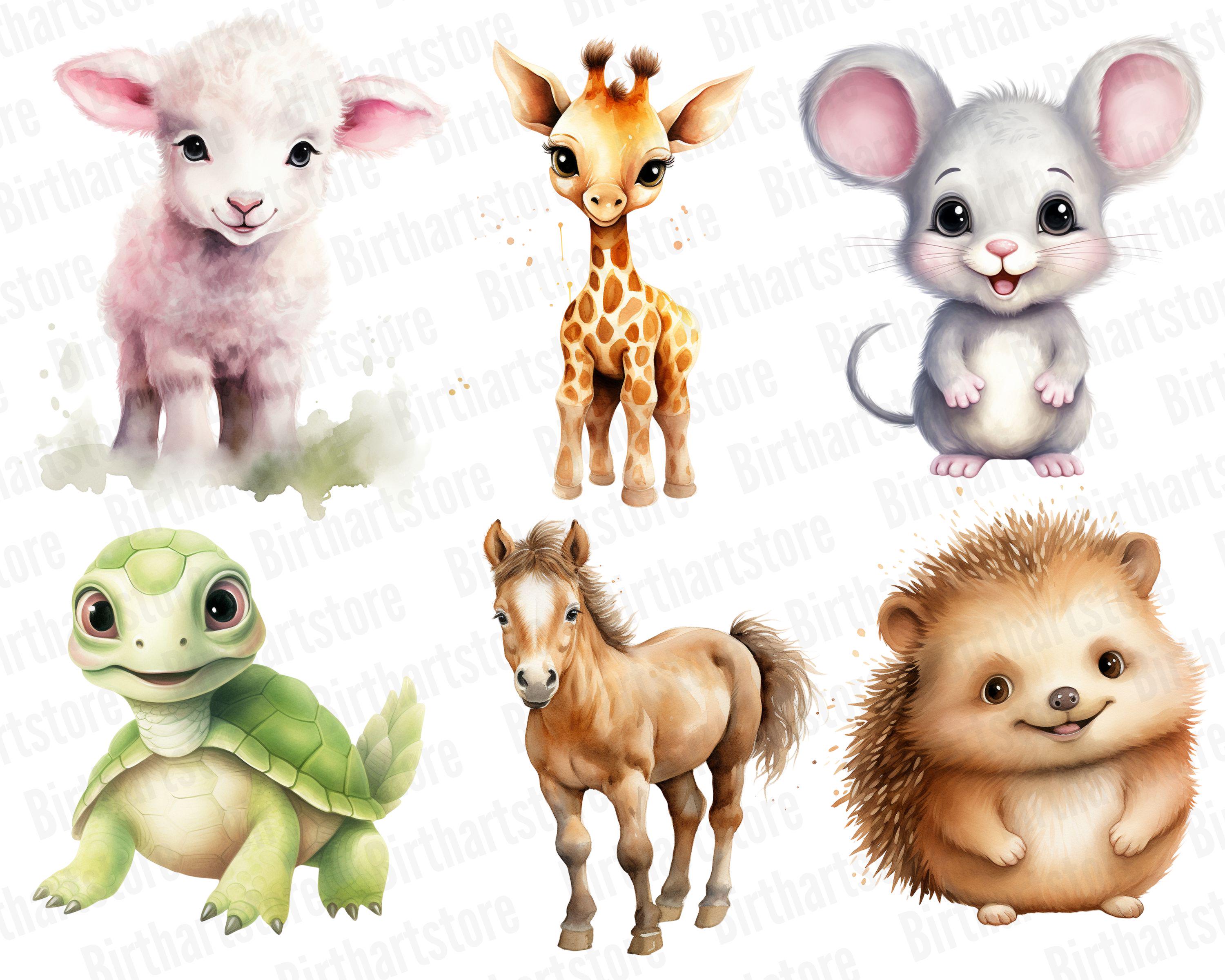Watercolor Cute Animals Clipart | Baby Animal Bundle for Crafts ...
