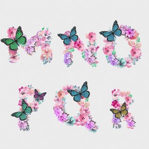 Floral Alphabet Clipart, Pink Alphabet Clipart, Watercolor Floral ...