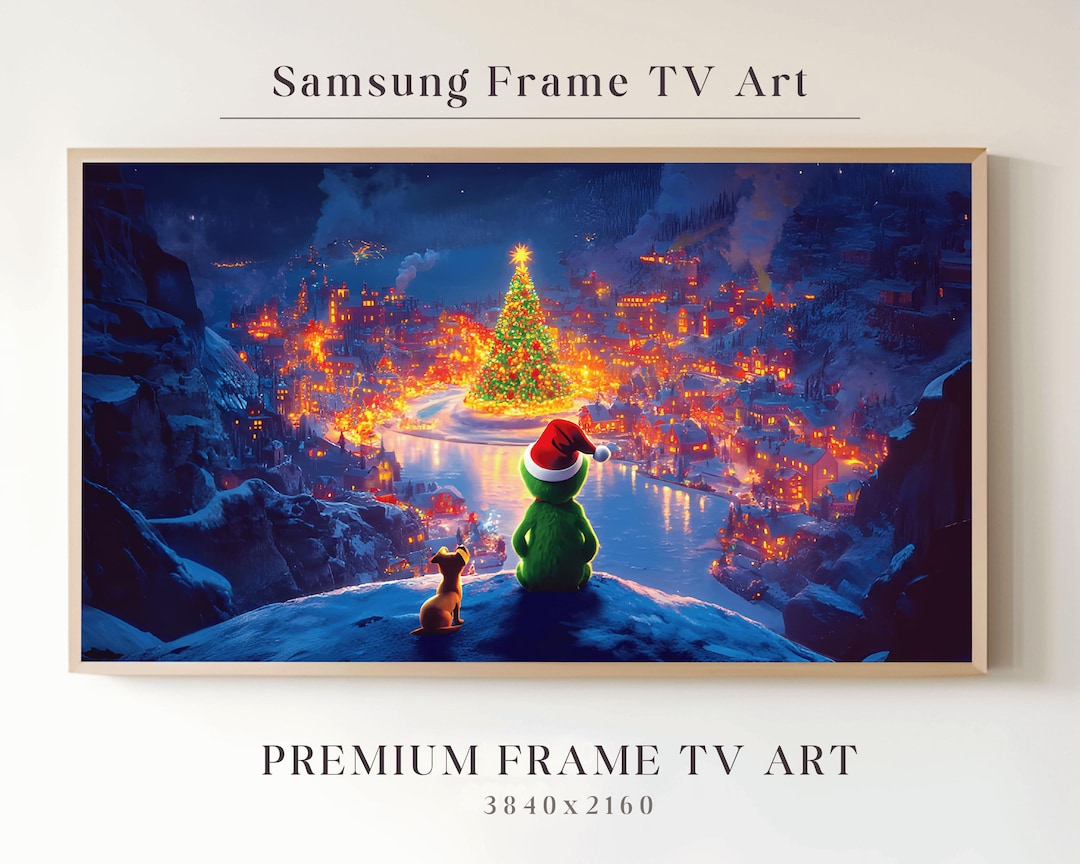 Grinch Portrait Frame Tv Art | Vintage Christmas Frame Tv Art | Holiday ...