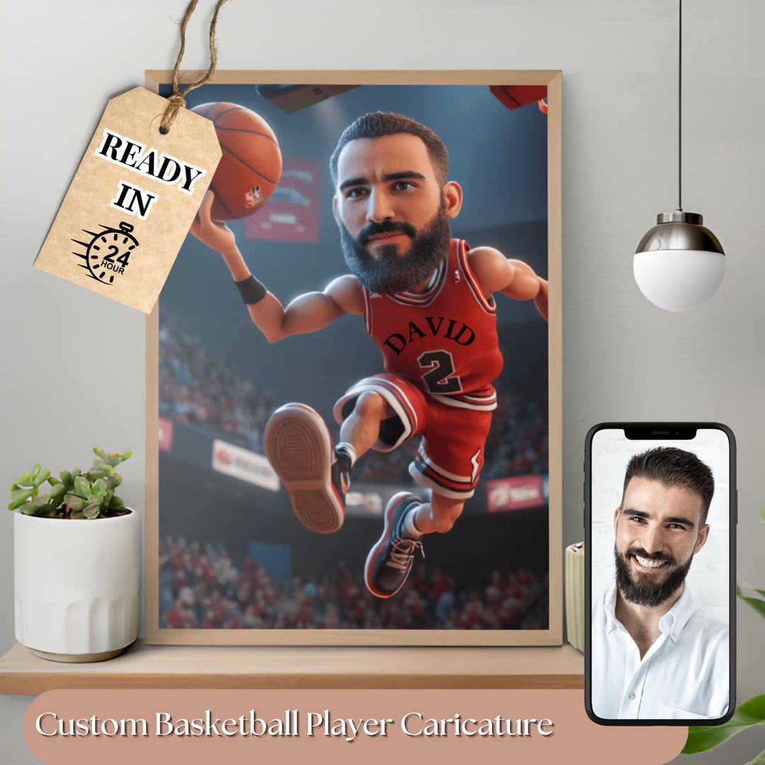 Cartoon Custom Basketball Portrait, Custom Basketball Player Portrait ...