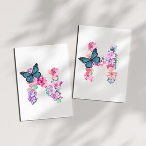 Floral Alphabet Clipart, Pink Alphabet Clipart, Watercolor Floral ...