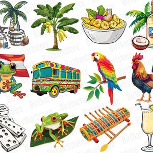 Puerto Rico Clipart Bundle • 30 Tropical Island Graphics • Coqui Frog ...