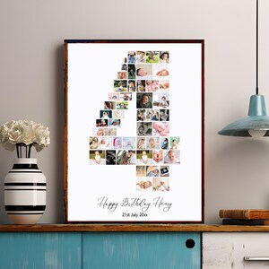 4th Birthday Gift, Number Photo Collage, 4th Birthday Printable Collage ...