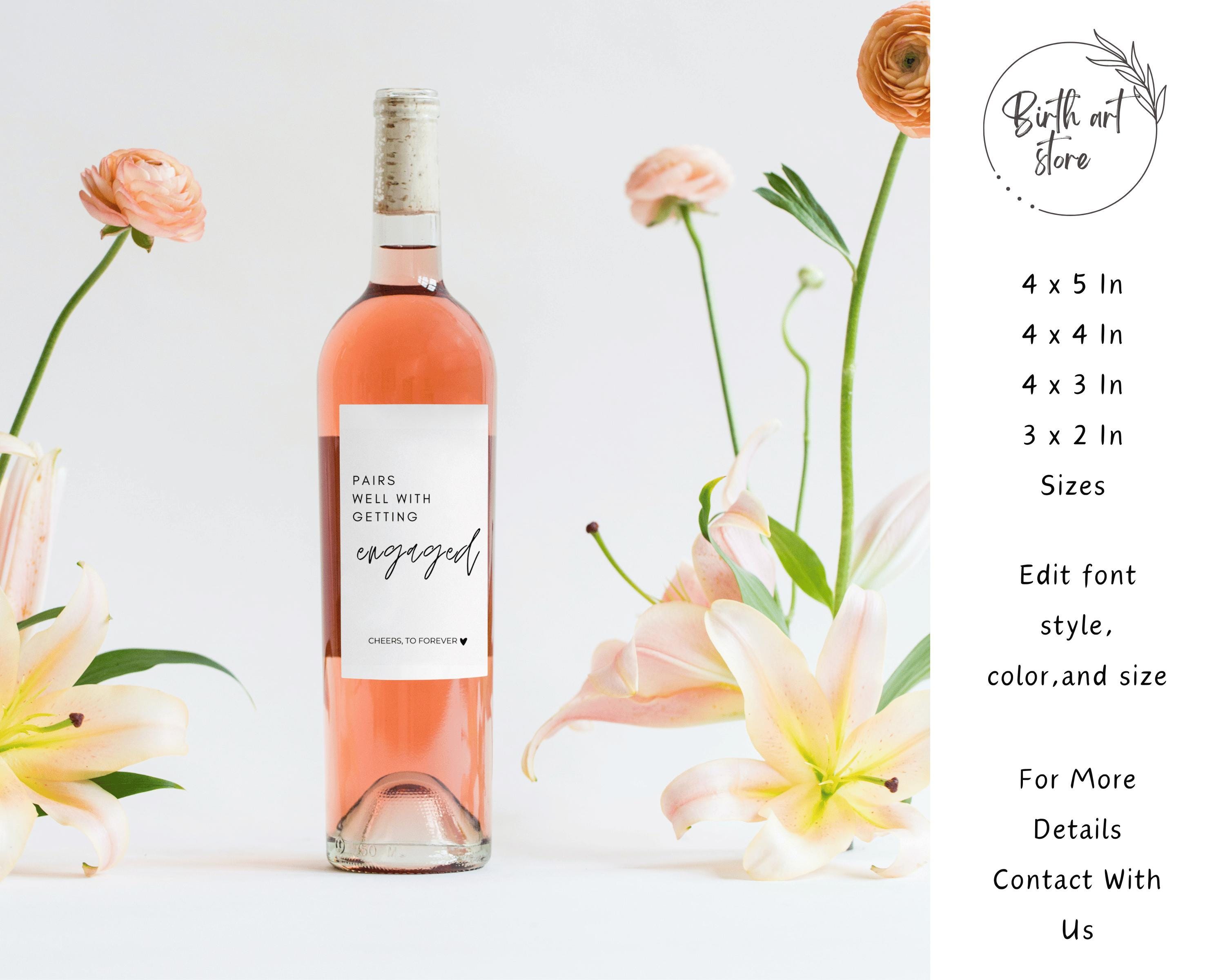 Engagement Champagne Label, Printable Wine Bottle Label Template, Pairs ...