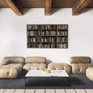 Bookshelf Frame TV Art, Library Books Samsung Art TV, Home Library Art ...