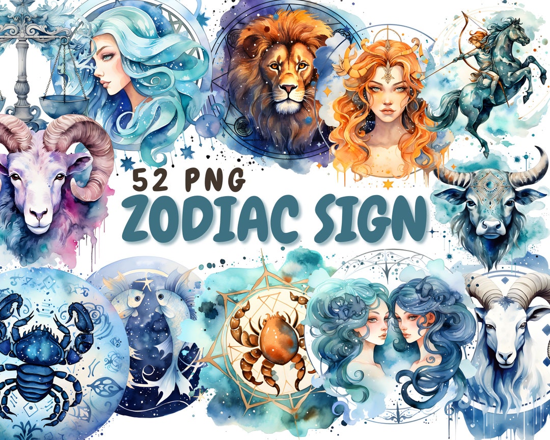 Zodiac Sign Clipart, Astrology PNG, Zodiac Bundle PNG, Astrological ...