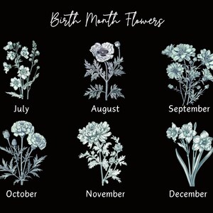 Personalized Birth Month Botanical Printable, Custom Blue Birth Month ...