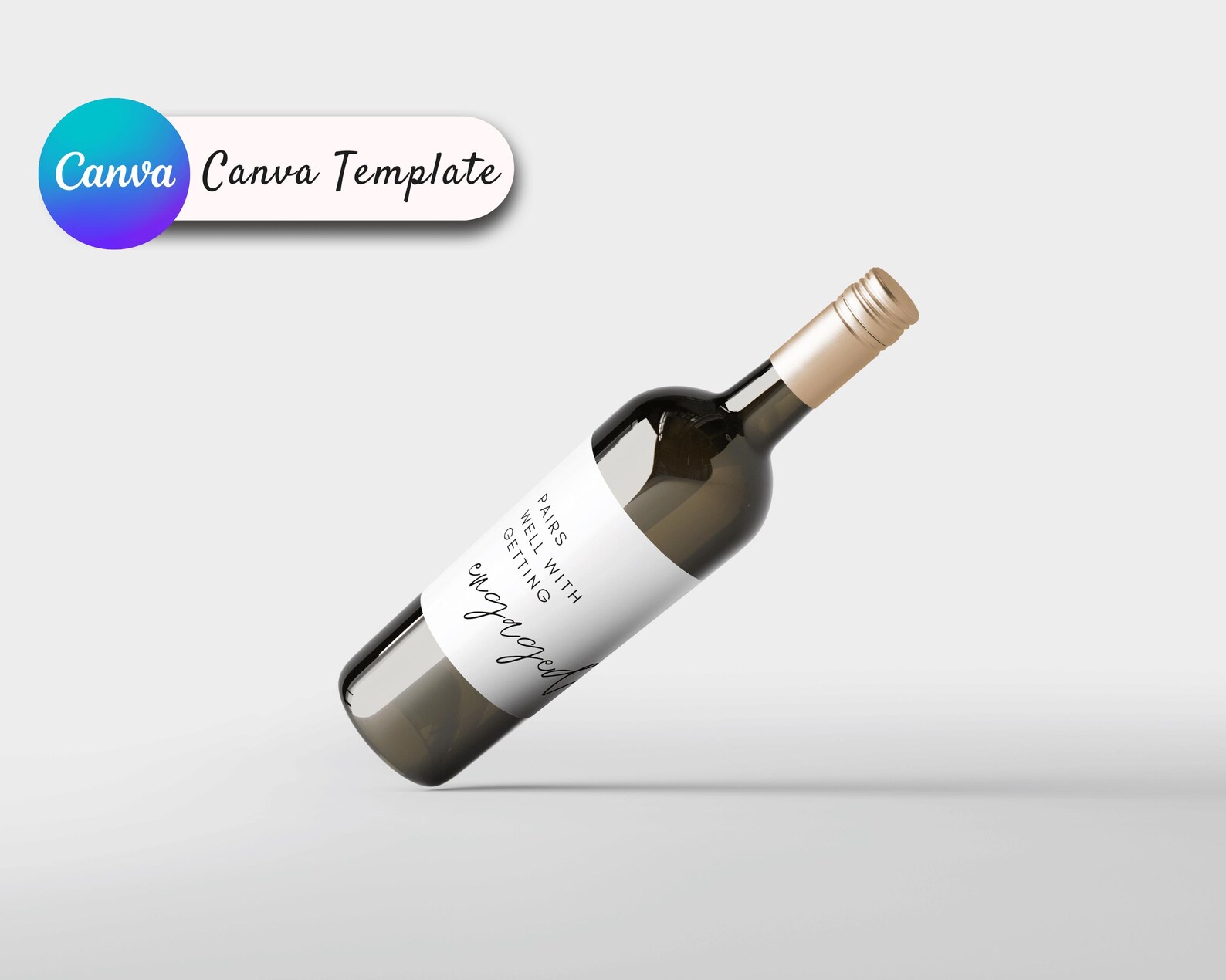 Engagement Champagne Label, Printable Wine Bottle Label Template, Pairs ...