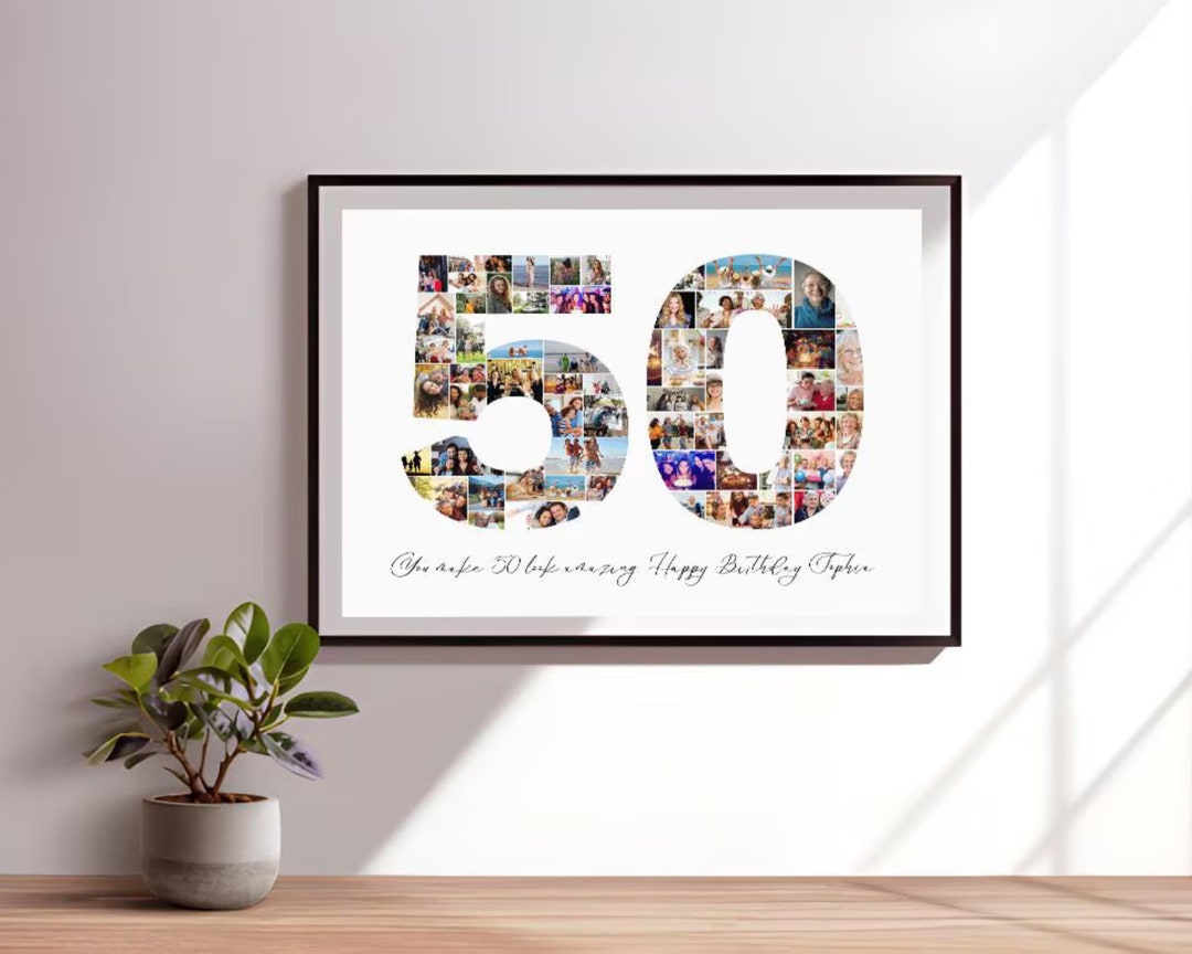 50th Birthday Photo Collage, Personalized 50th Birthday Gift, DIY ...