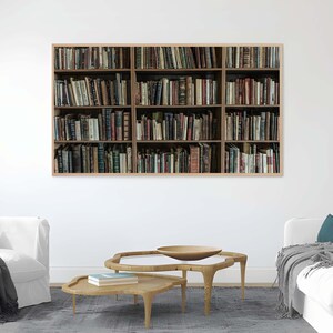 Bookshelf Frame TV Art, Library Books Samsung Art TV, Home Library Art ...