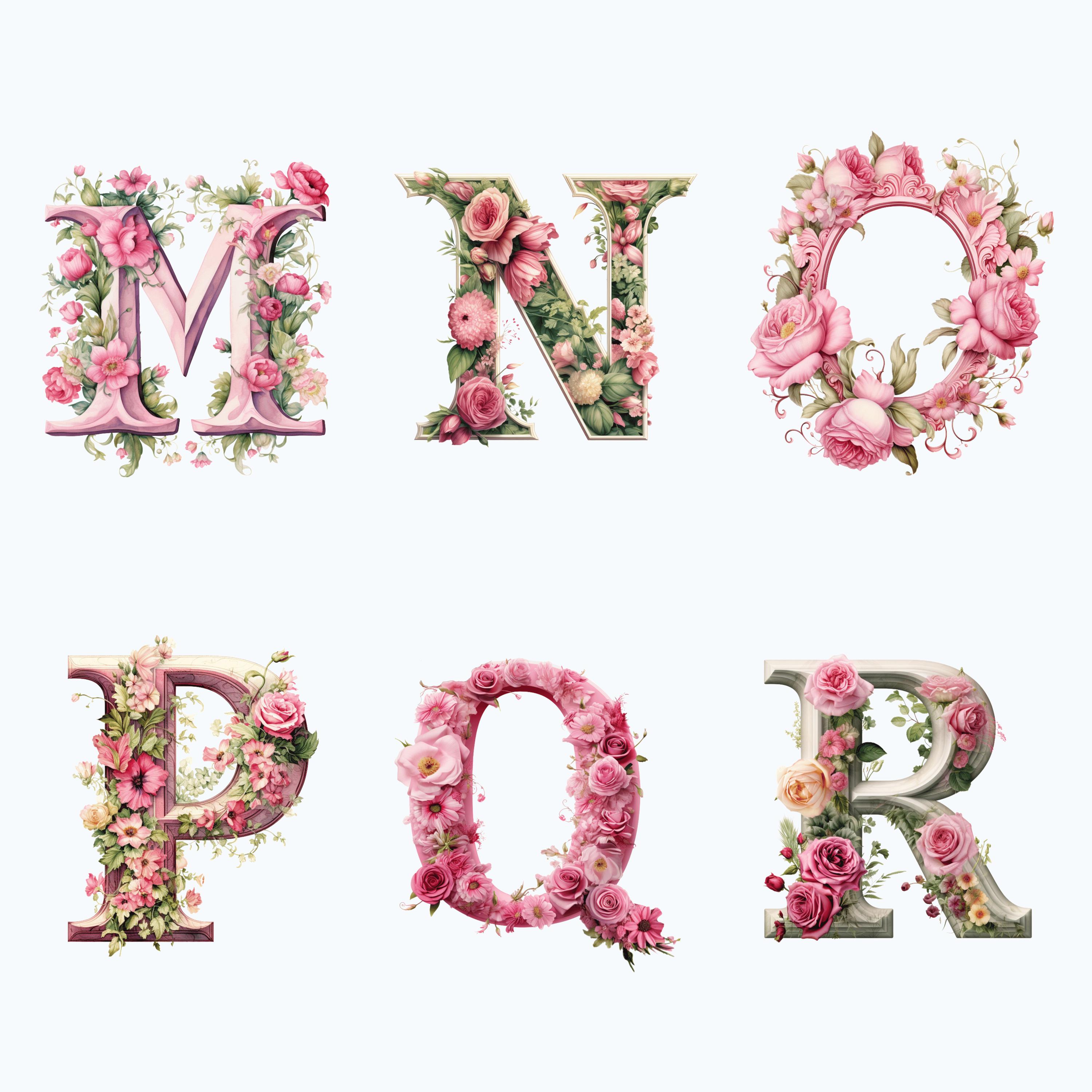 Pastel Alphabet Png, Boho Alphabet Clipart, Pink-themed Alphabet Design ...