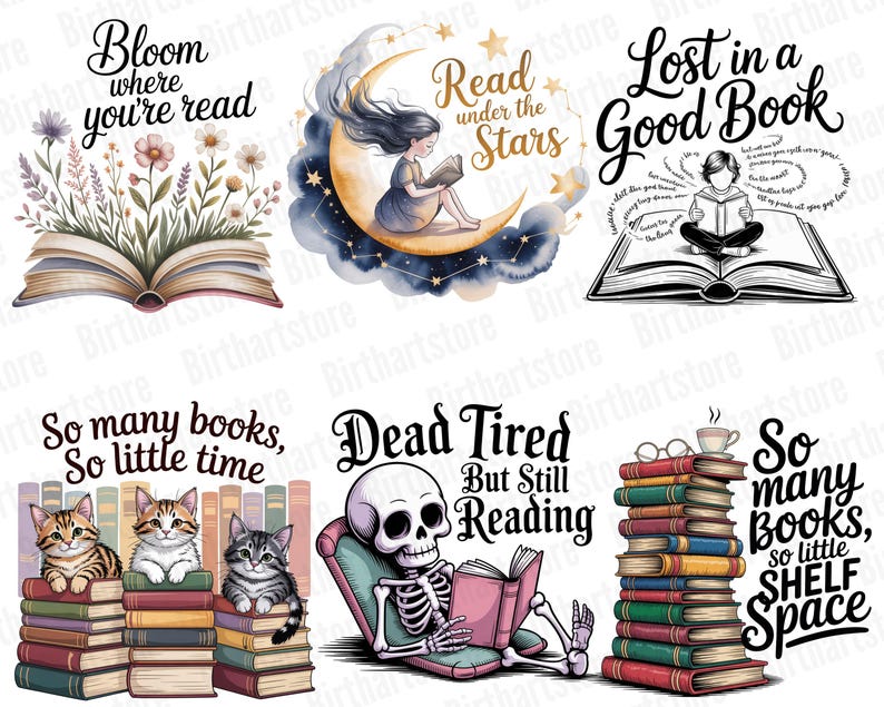 Book Quotes Clipart PNG Bundle, 55 Literary Quotes Clipart, Commercial ...