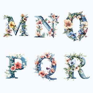Floral Alphabet Png, Floral Letters Clipart, Alphabet Png, Vintage ...