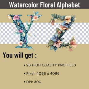 Floral Alphabet Png, Floral Letters Clipart, Alphabet Png, Vintage ...