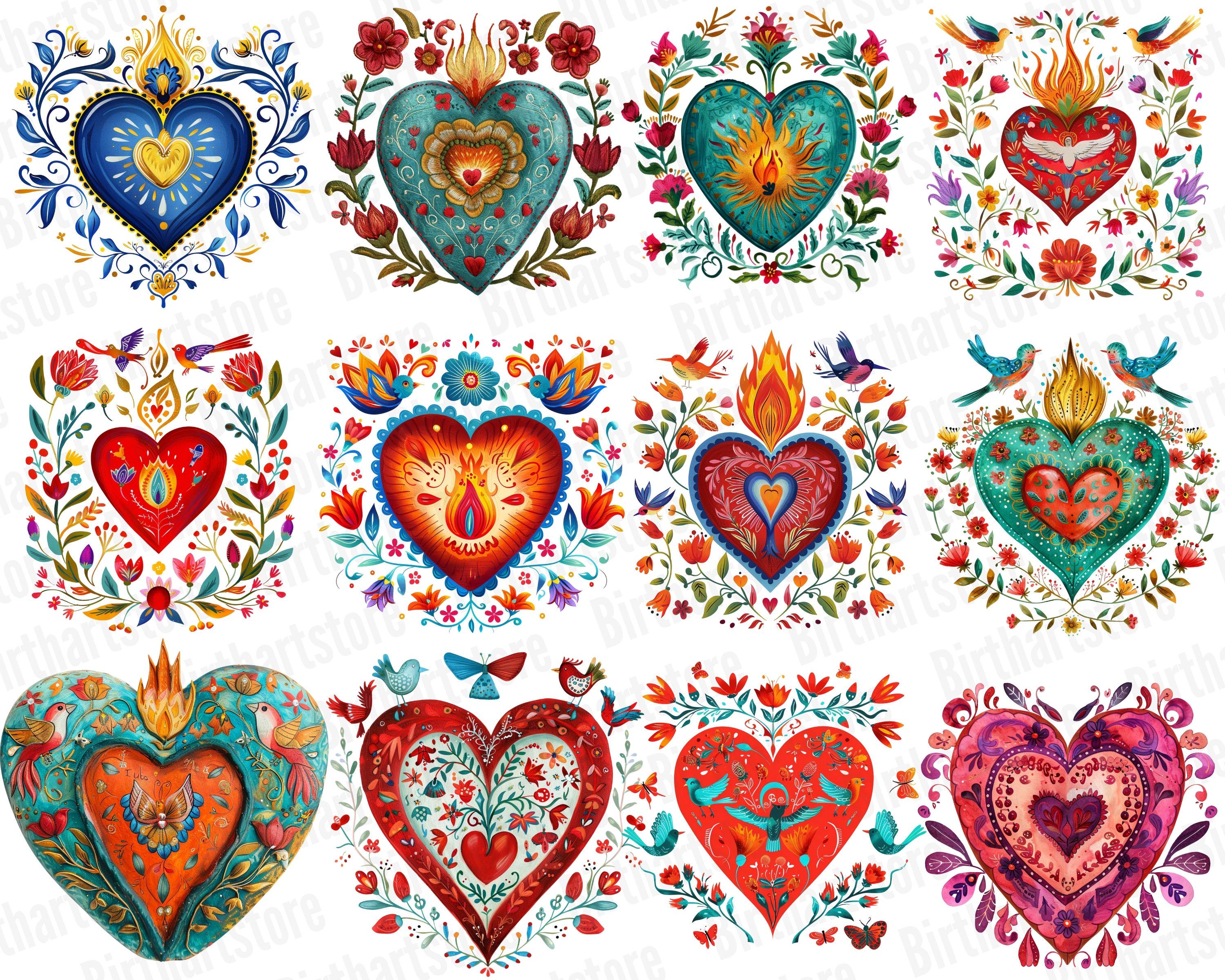 Mexican Sacred Heart PNG Bundle | 35 Corazon Sagrado Clipart for ...