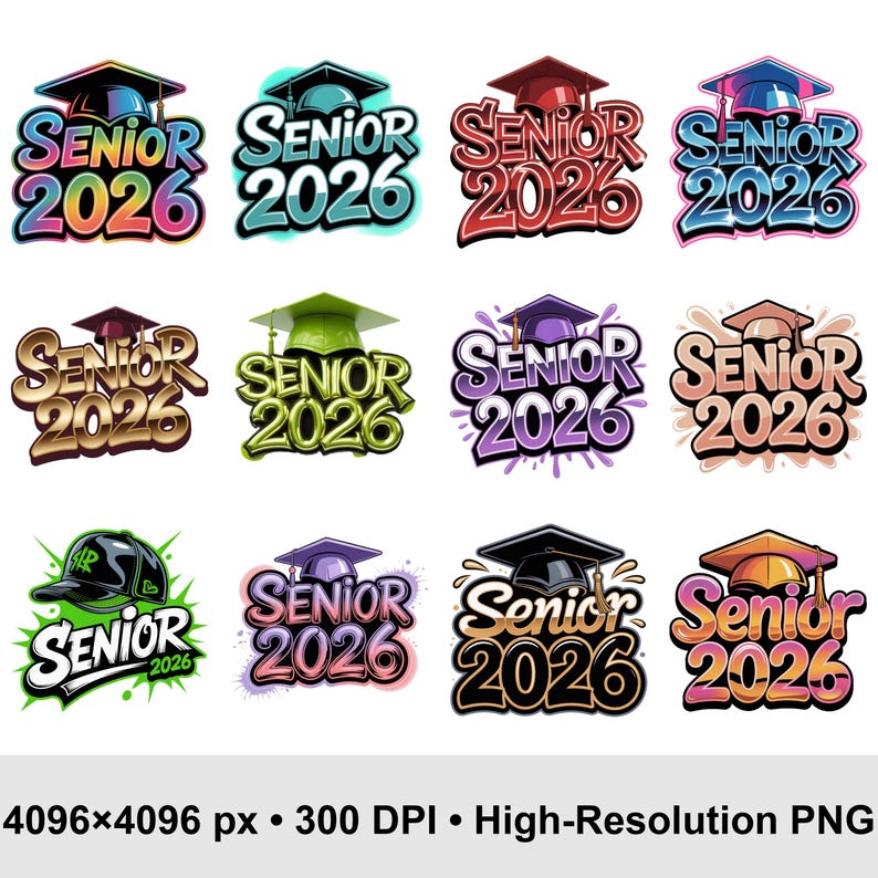 Senior 2026 Graduation PNG Pack | Graffiti Style Graduate Clipart for ...