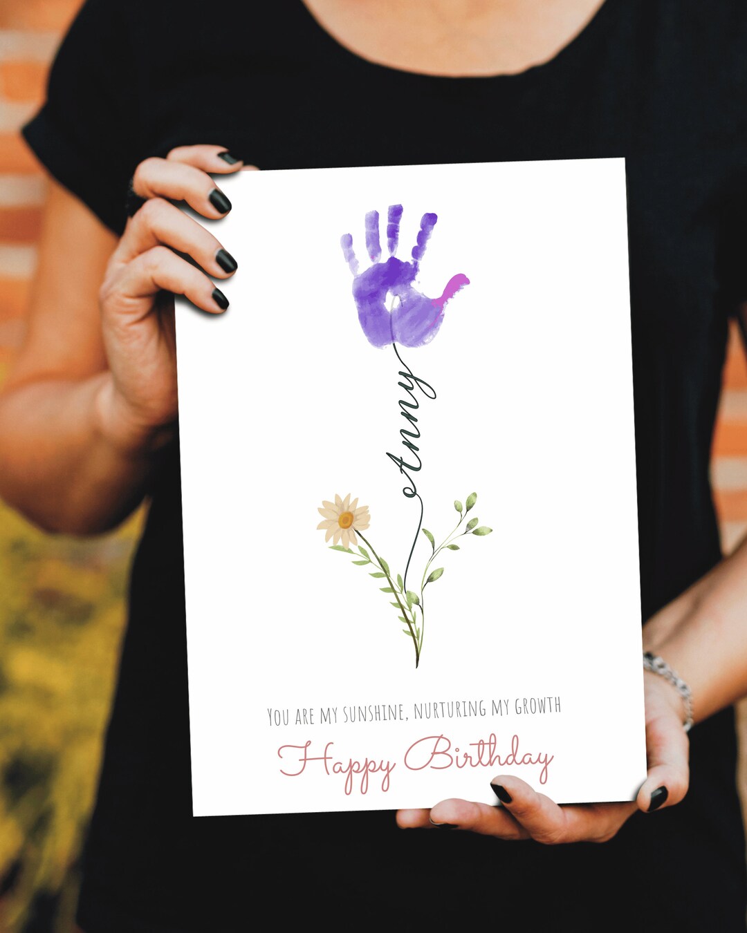 Personalized Hand Print Art, Birth Month Flower, Birth Flower PNG ...