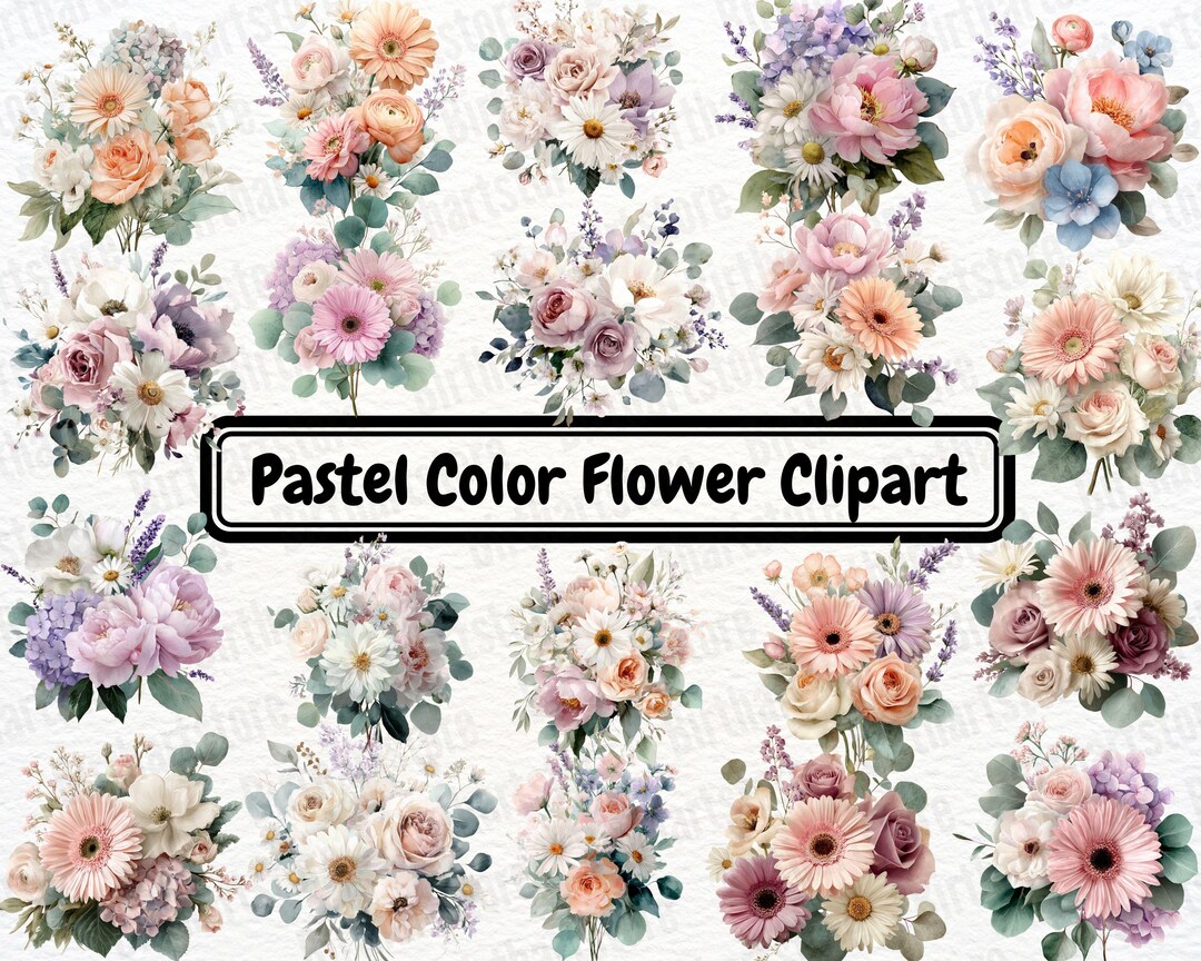 Pastel Flowers Clipart | Watercolor Floral Arrangements & Bouquets ...