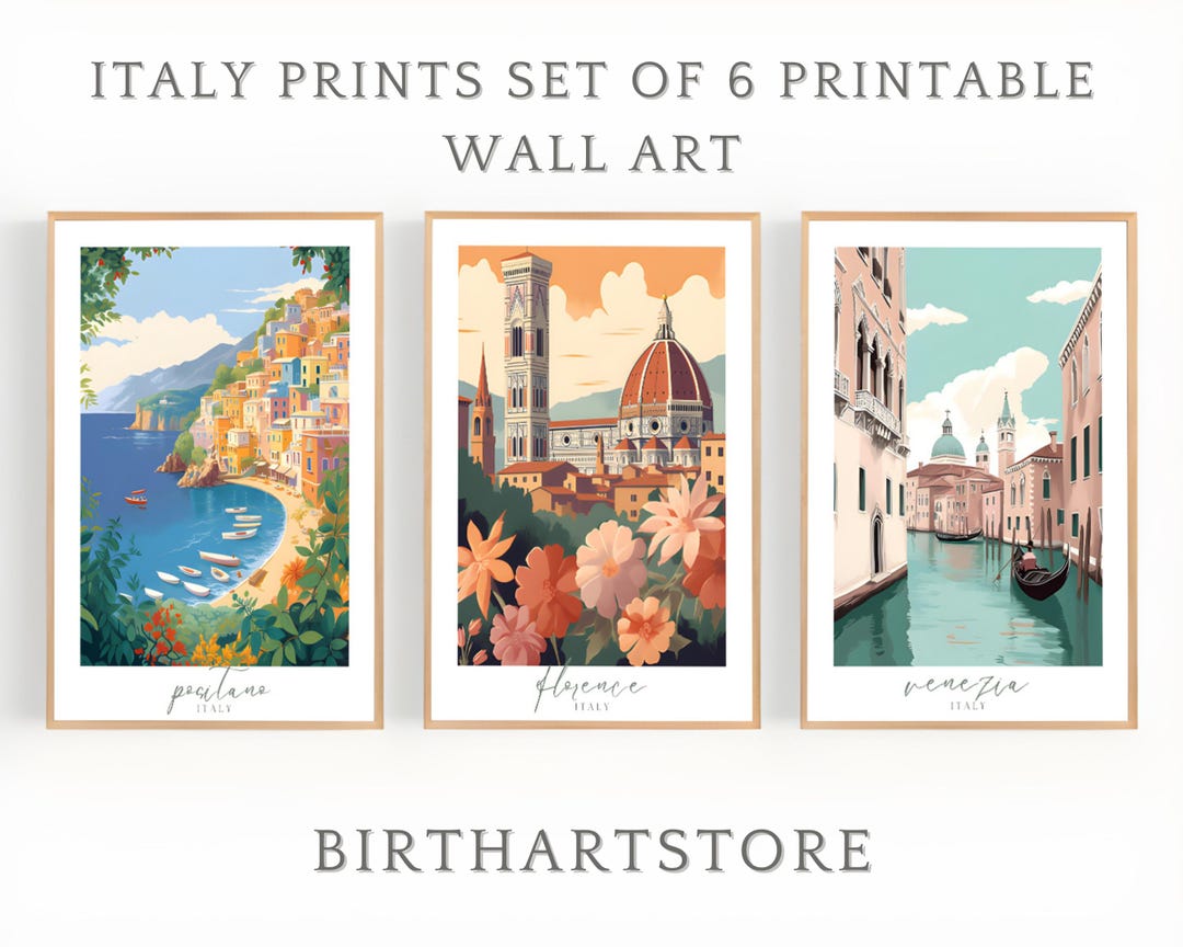Italian Prints Set of 6, Coastal Italy Watercolor Prints, Italy ...
