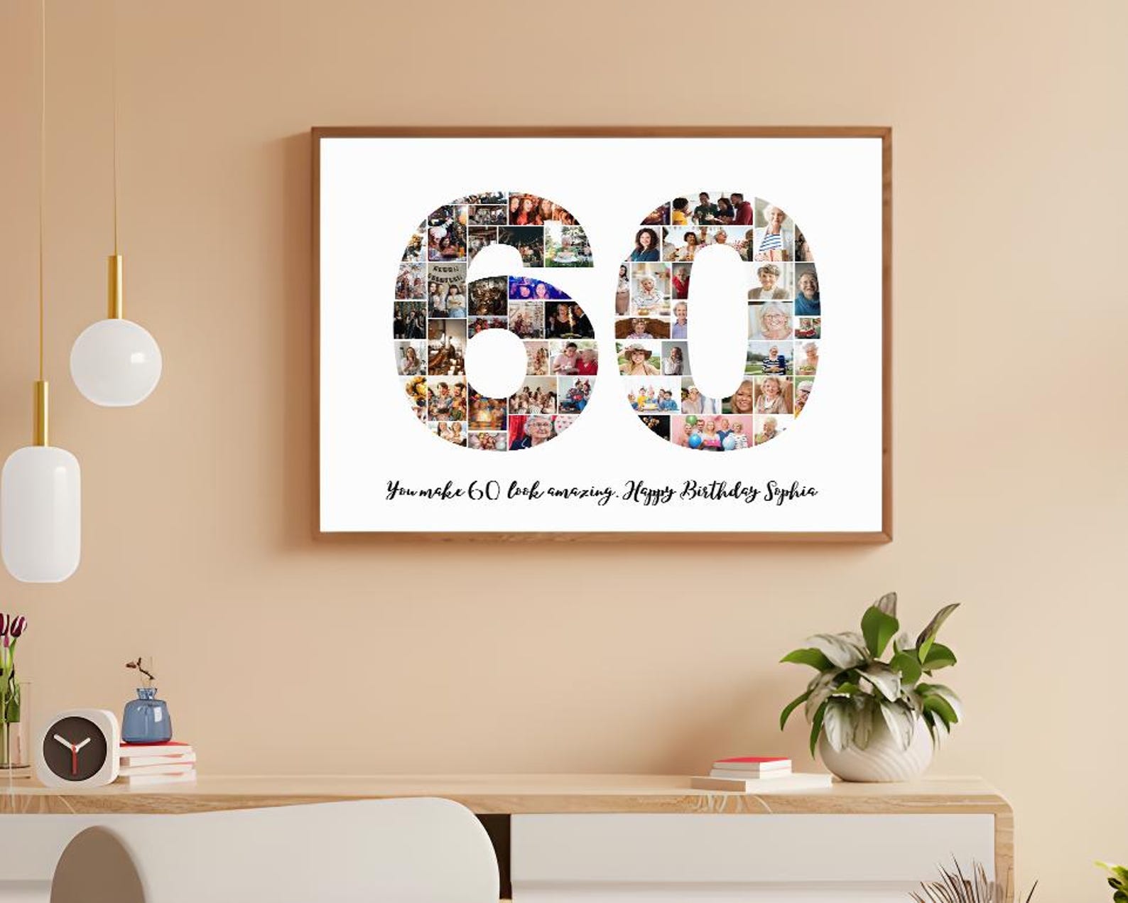 60th Photo Collage, Birthday Photo Collage Template, Personalized 60th ...