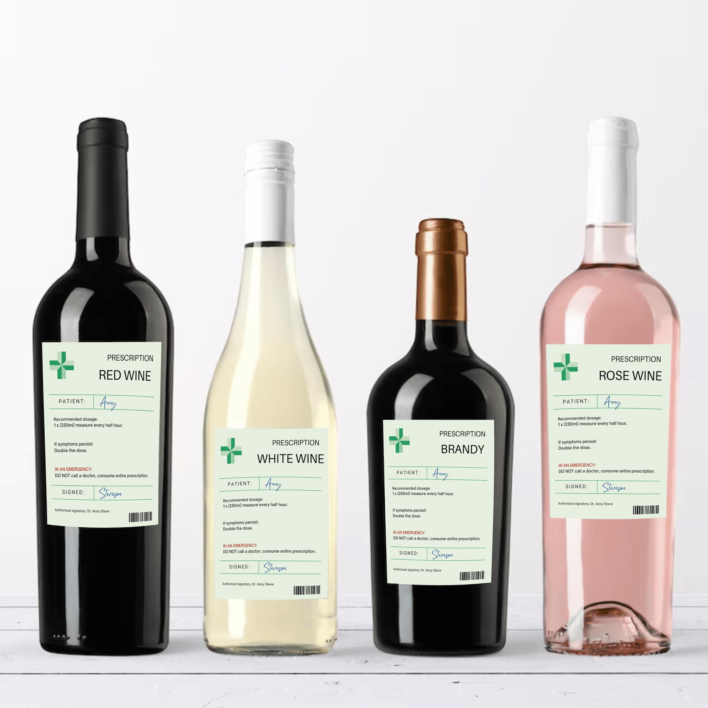 Custom Prescription Wine Bottle Label, Personalized Funny Novelty ...