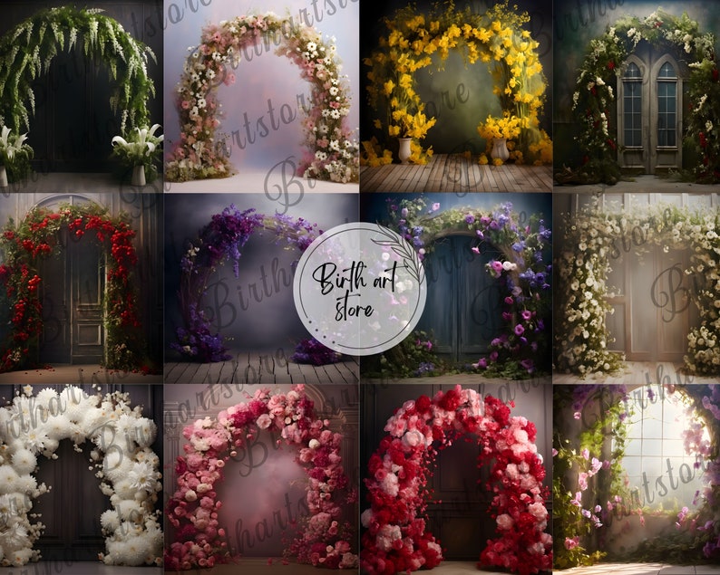 Birth Month Flower Frame Backdrops I Maternity Backdrop I Birthday ...