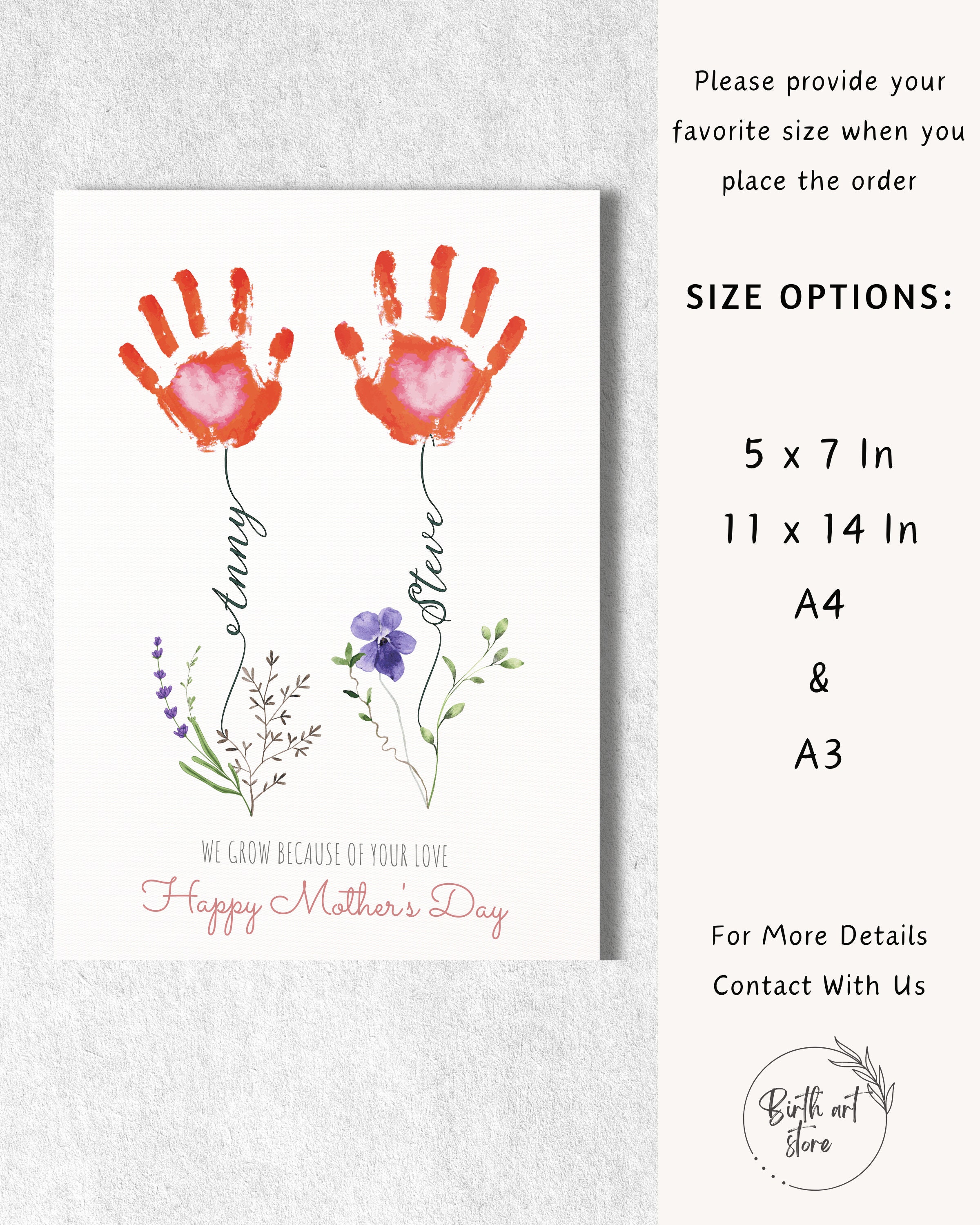 Personalized Hand Print Art, Birth Month Flower, Birth Flower PNG ...