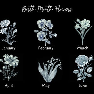 Personalized Birth Month Botanical Printable, Custom Blue Birth Month ...