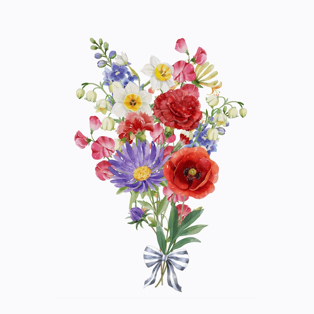 Personalized Birth Flower Family Bouquet, Birth Month Flower Template ...