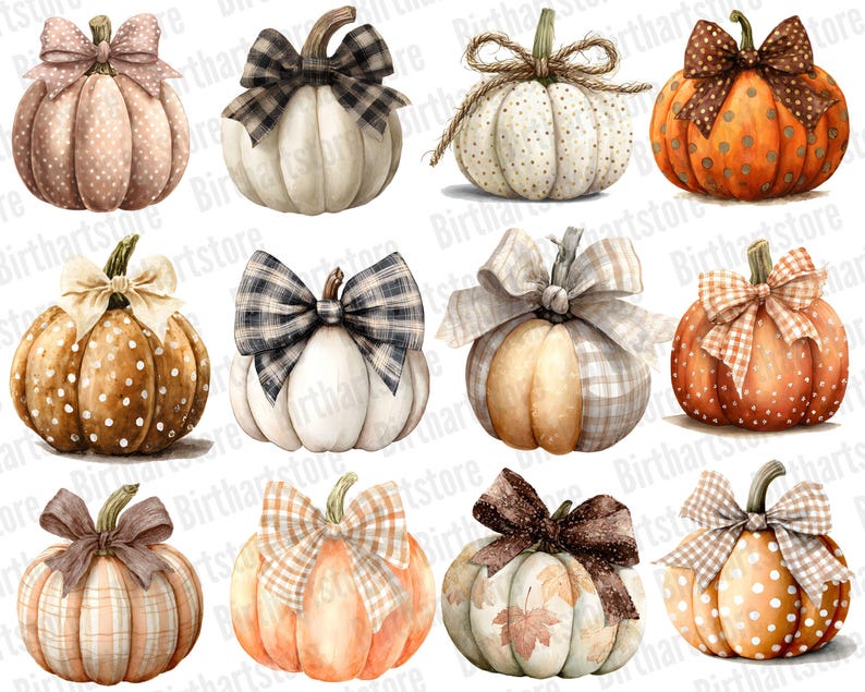 Watercolor Pumpkin Clipart Bundle – Autumn Fall PNG Designs for ...