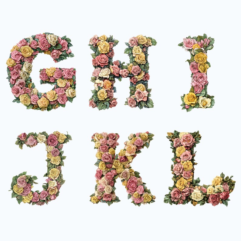 Watercolor Alphabet Clipart, Pastel Floral Alphabet, Floral Letters ...