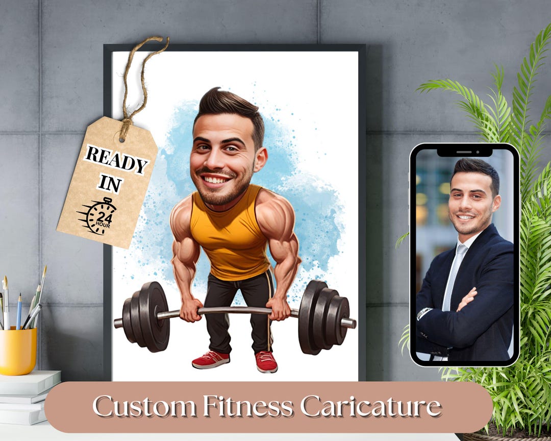 Fitness Caricature, Personalized Coach Gift, Custom Athlete Caricature ...
