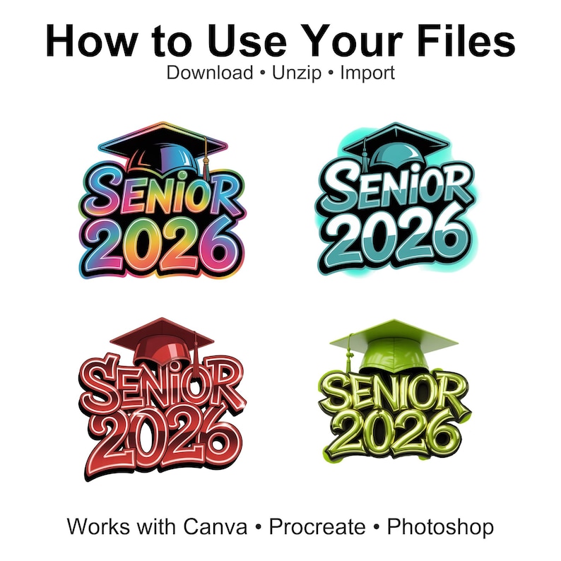 Senior 2026 Graduation PNG Pack | Graffiti Style Graduate Clipart for ...