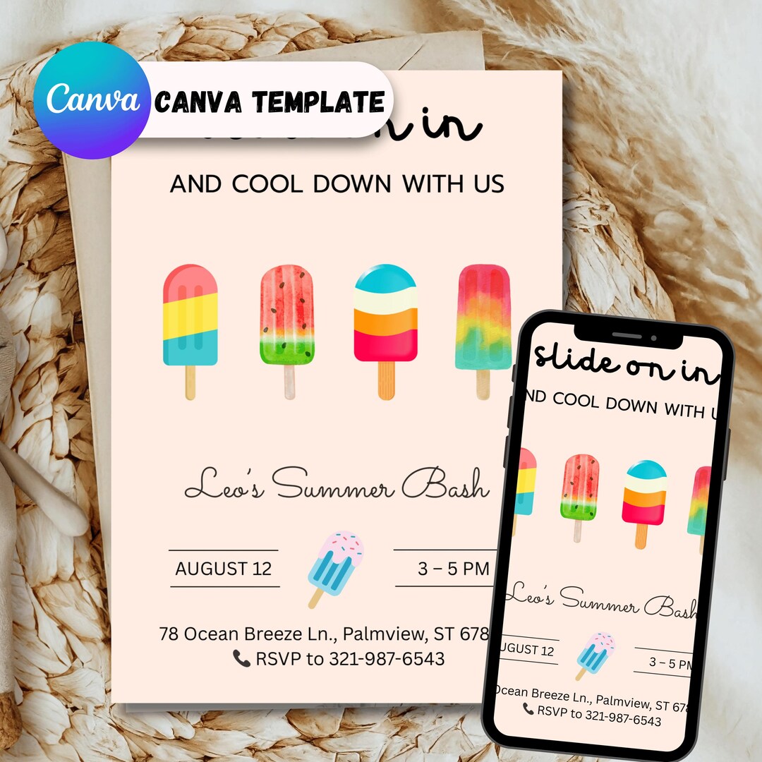 Editable Popsicle Birthday Invitation Template – Summer Girl Party ...