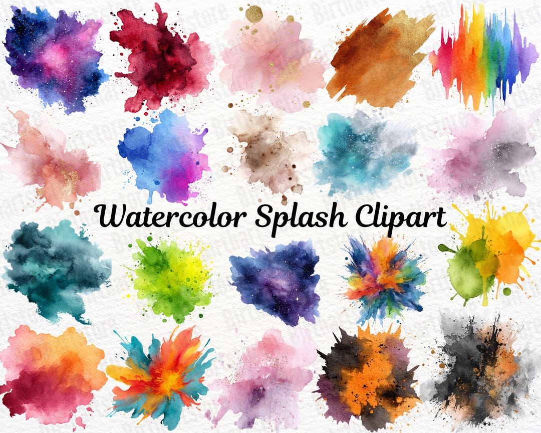 Watercolor Splash Clipart Abstract Paint Splatter Art (digital Download ...