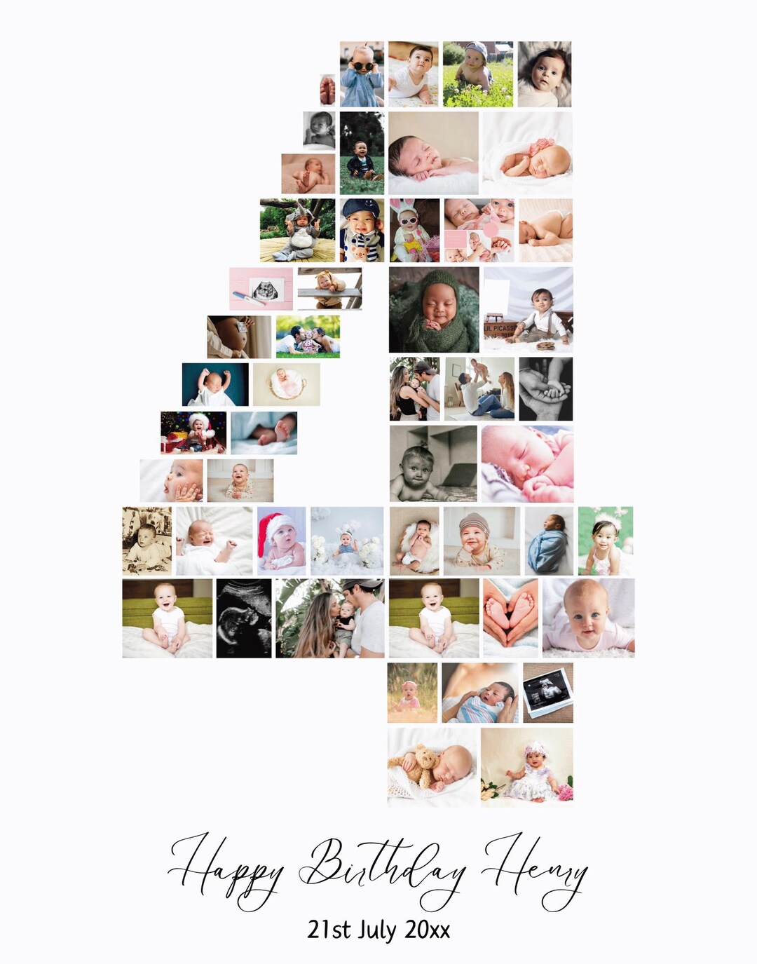 4th Birthday Gift, Number Photo Collage, 4th Birthday Printable Collage ...