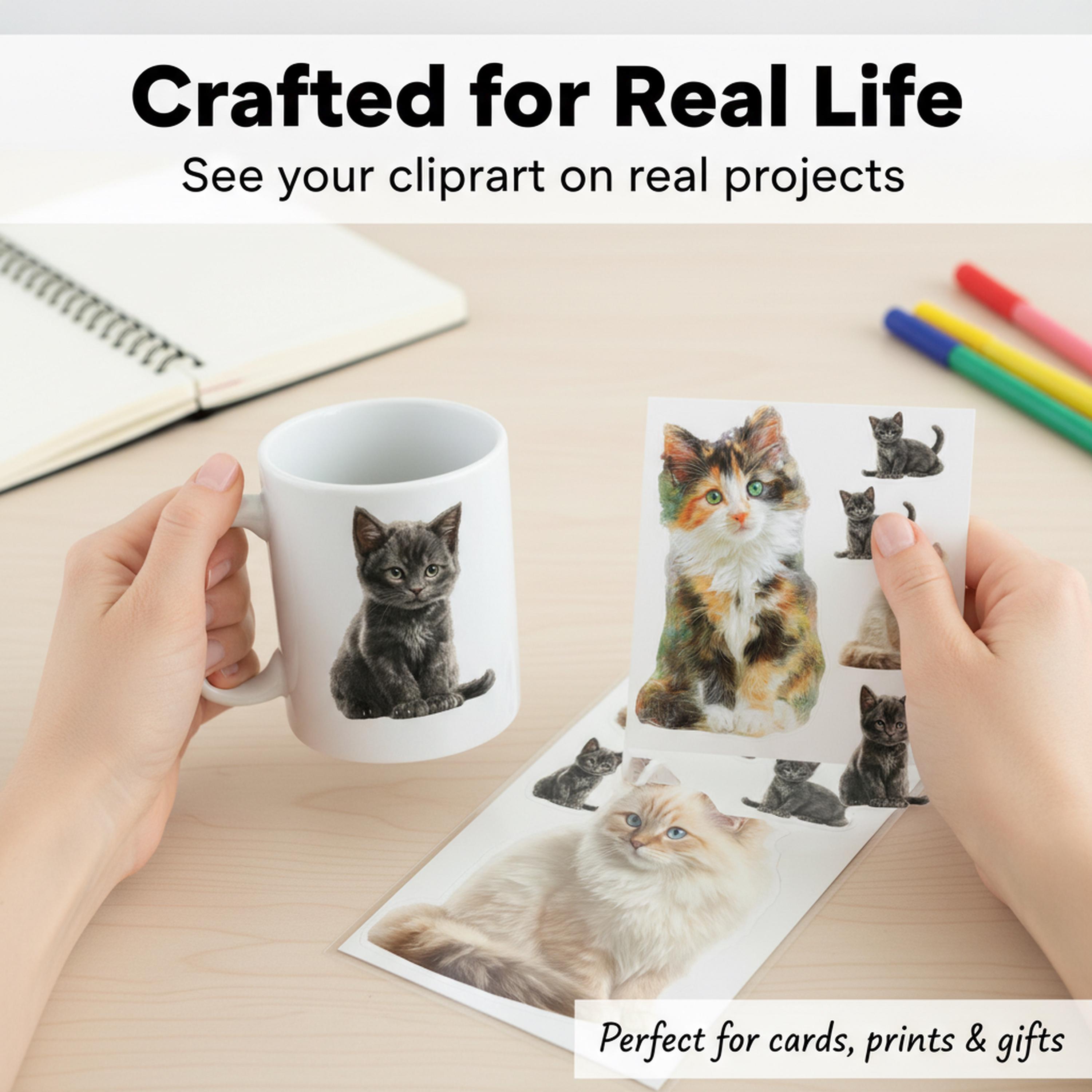 30 Cat Clipart PNG Bundle, Realistic Kitten Clipart, Cute Cat Graphics ...