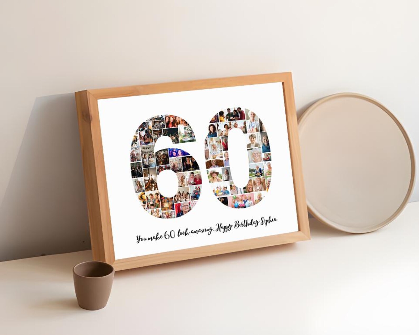 60th Photo Collage, Birthday Photo Collage Template, Personalized 60th ...